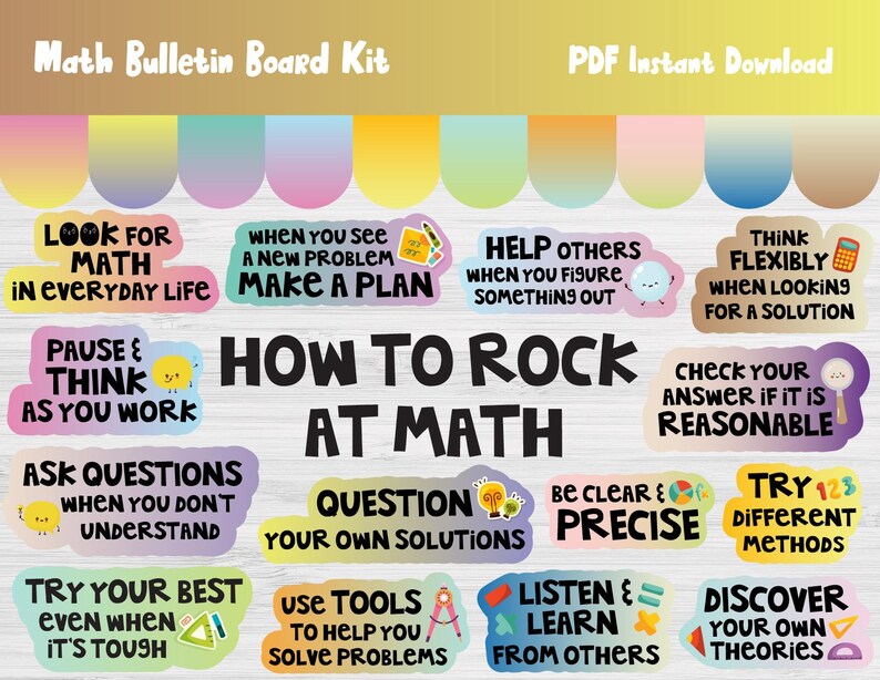 Math Bulletin Board Kit/growth Mindset/ Classroom Decor/wall Door ...