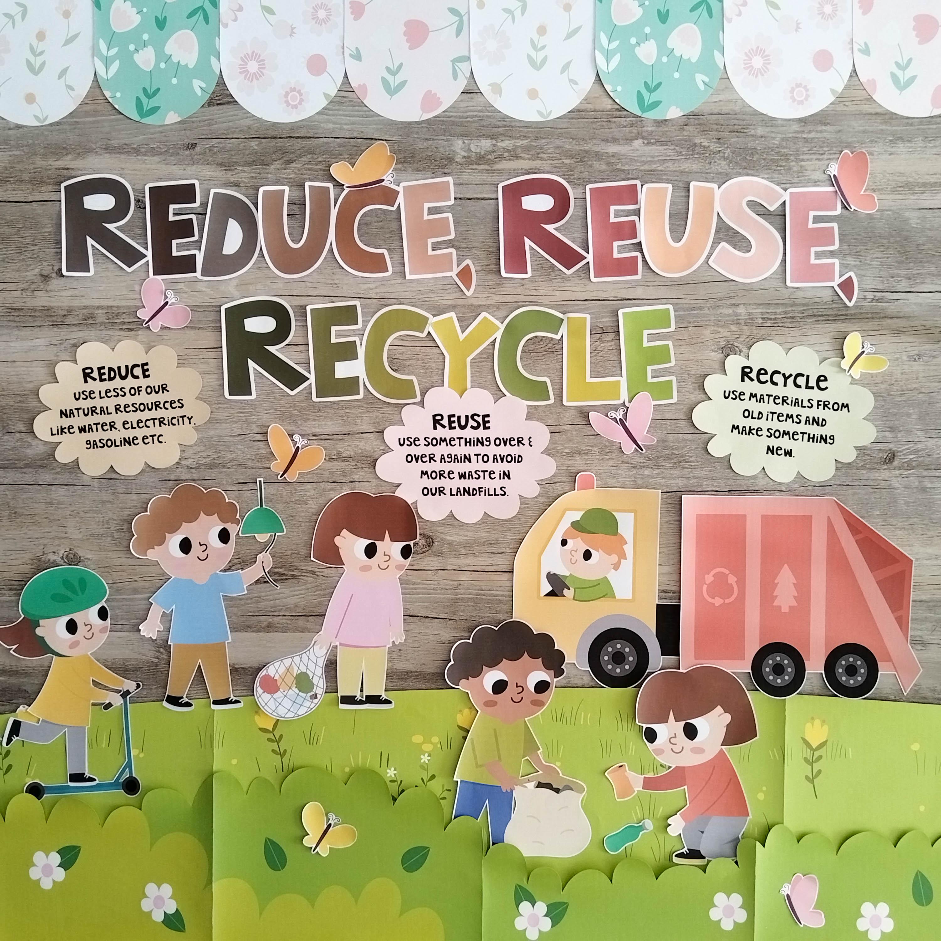 Reduce Reuse Recycle Bulletin Board Kit/earth Day/april Classroom Wall ...