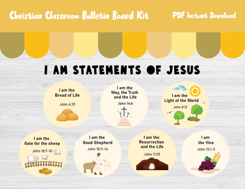 Jesus I Am Statement/christian Bulletin Board Kit/bible Verse/classroom ...