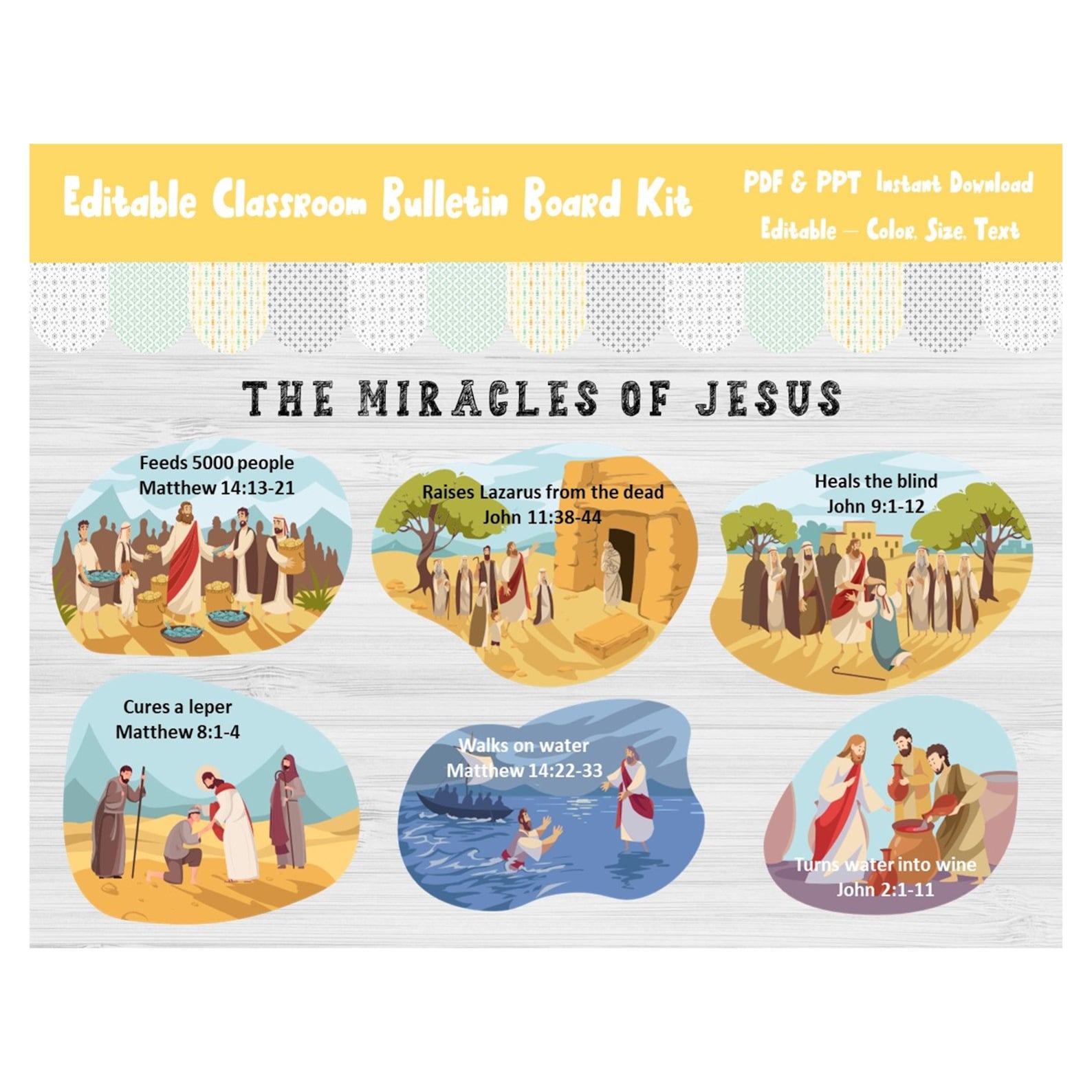 Miracles of Jesus/christian Bulletin Board Kit/bible - Etsy