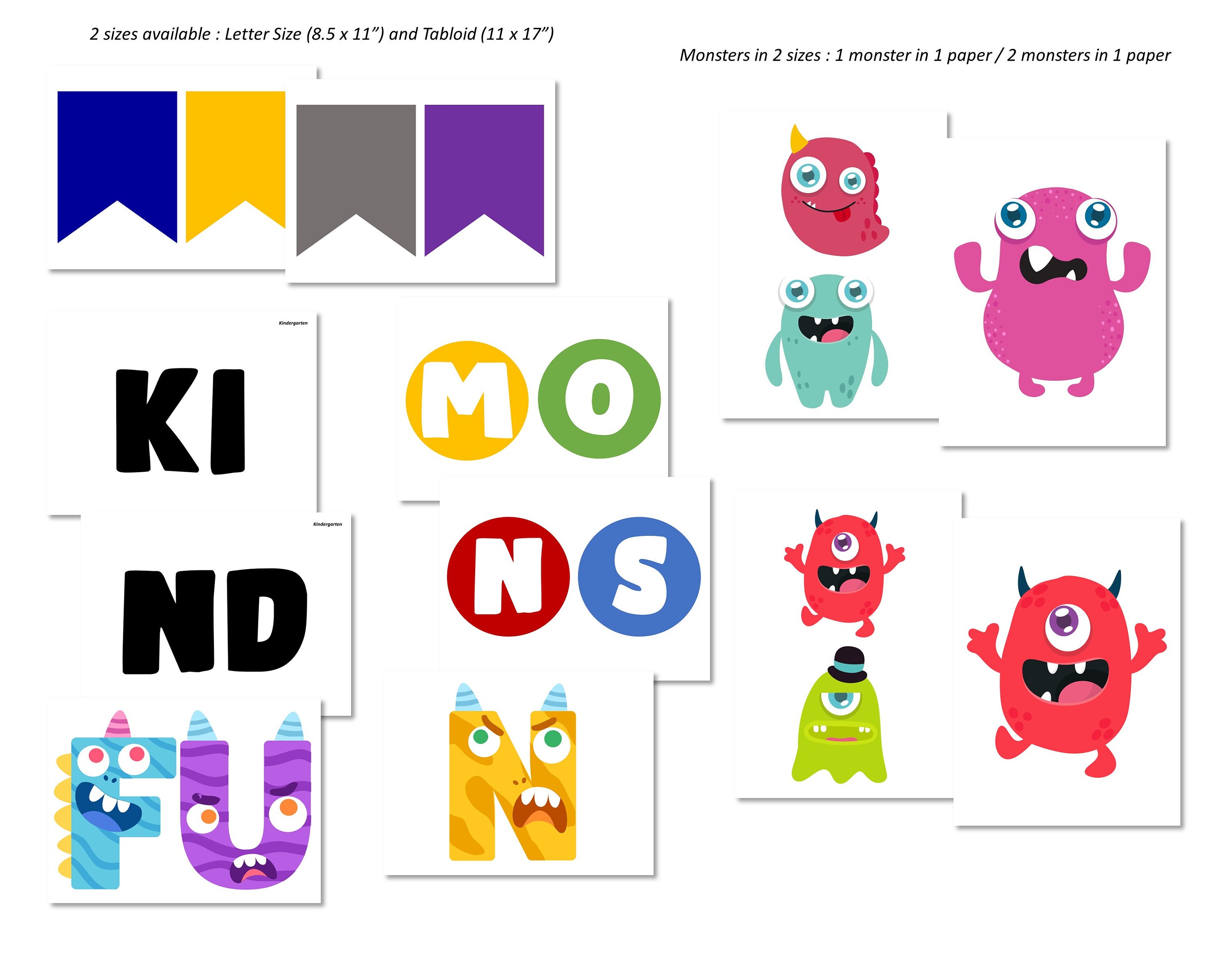 Kindergarten Bulletin Board Kit/halloween Monster Classroom Decor ...