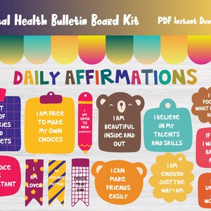 Daily Affirmation/mental Health Bulletin Board Kit/school Counseling ...