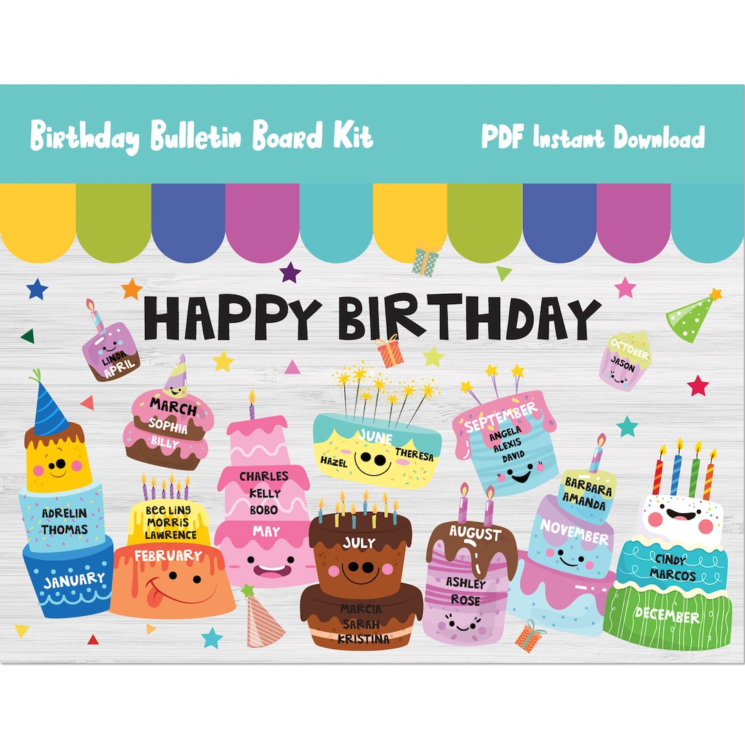 Happy Birthday Bulletin Board Kit/classroom Wall Display/decor ...