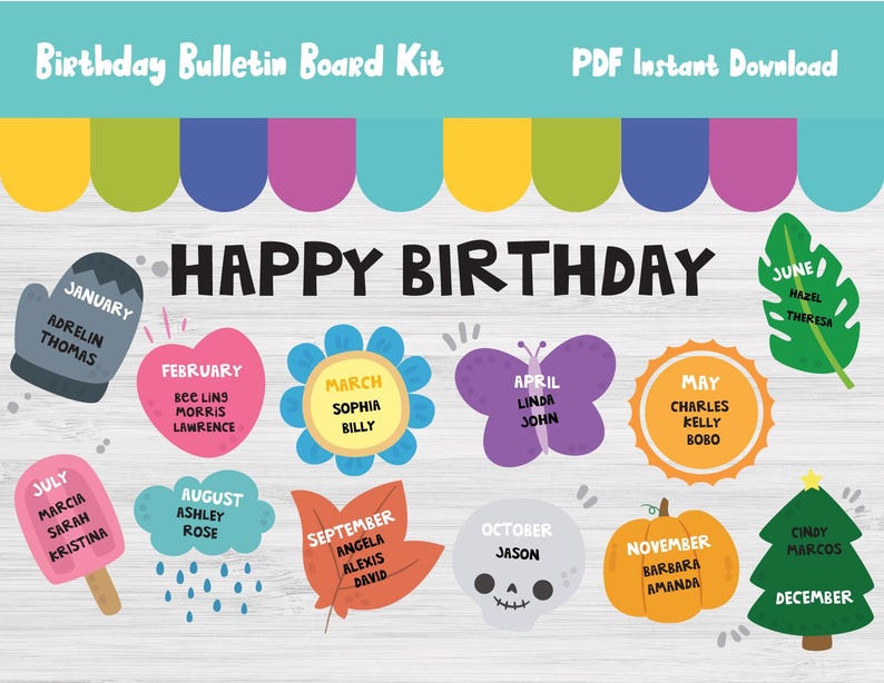 Happy Birthday Bulletin Board Kit/classroom Wall Display/decor ...