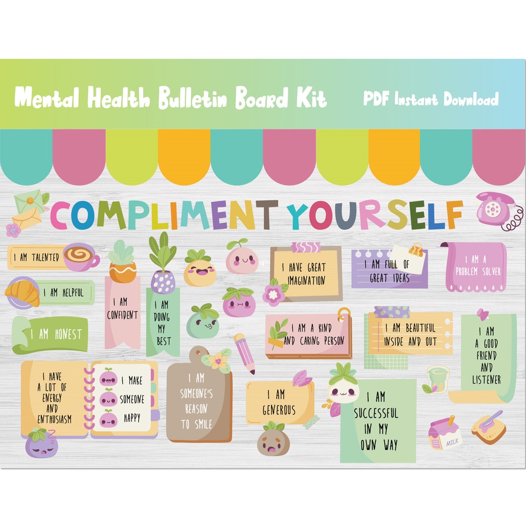 Mental Health Bulletin Board Kit/growth Mindset/positive Affirmation ...