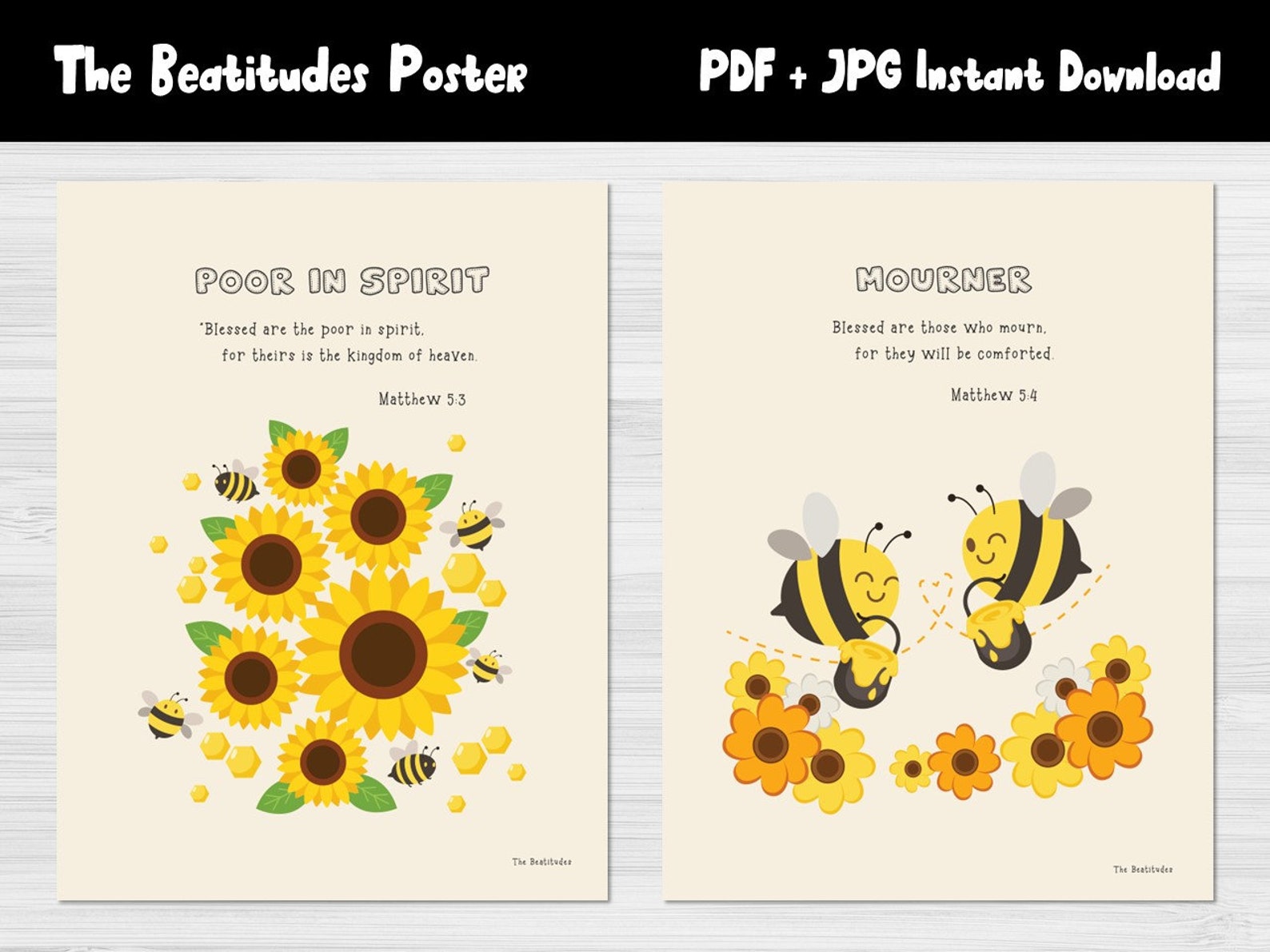 8 the Beatitudes Poster/christian Bulletin Board Kit/bible Verse ...