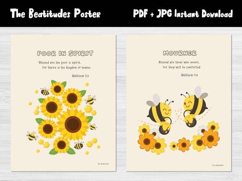 8 the Beatitudes Poster/christian Bulletin Board Kit/bible Verse ...