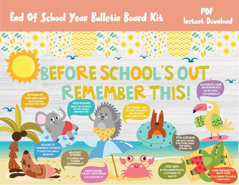 End of School Year Bulletin Board Kit/summer Countdown/graduation ...