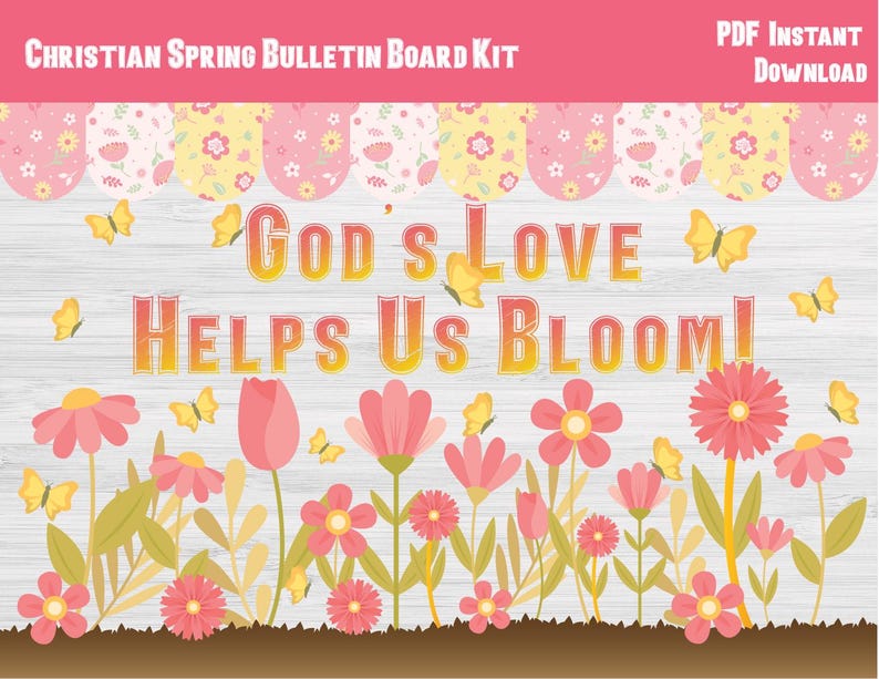 Spring Christian Bulletin Board Kit/church Sunday School Classroom Wall ...
