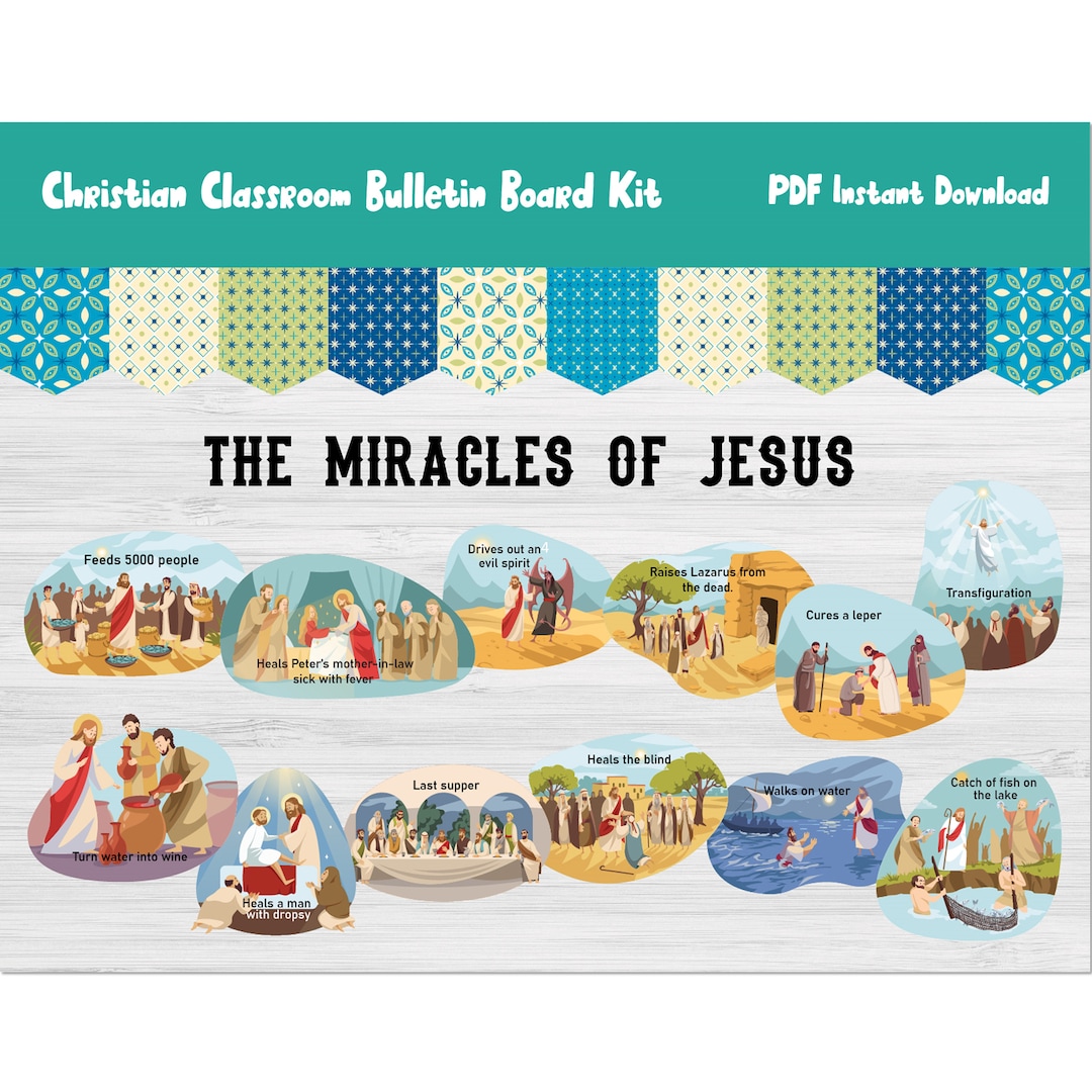 Miracles of Jesus/christian Bulletin Board Kit/bible Verse/classroom ...
