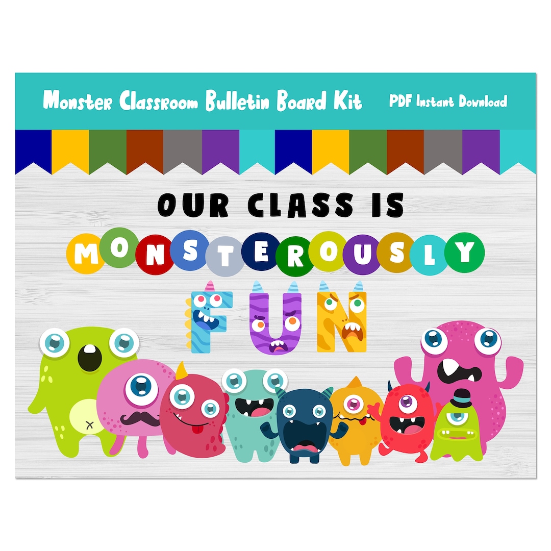 Kindergarten Bulletin Board Kit/halloween Monster Classroom Decor ...