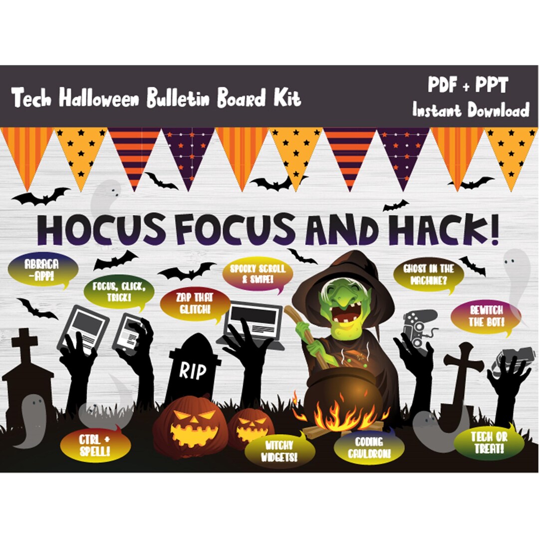 Halloween Tech Technology STEM Bulletin Board Kit/october Lab/classroom ...