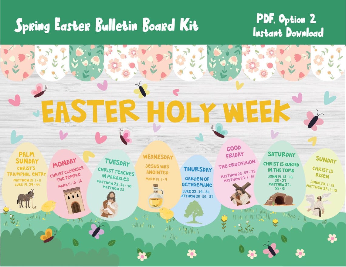 Easter April Bulletin Board Kit/church/sunday School/christian ...