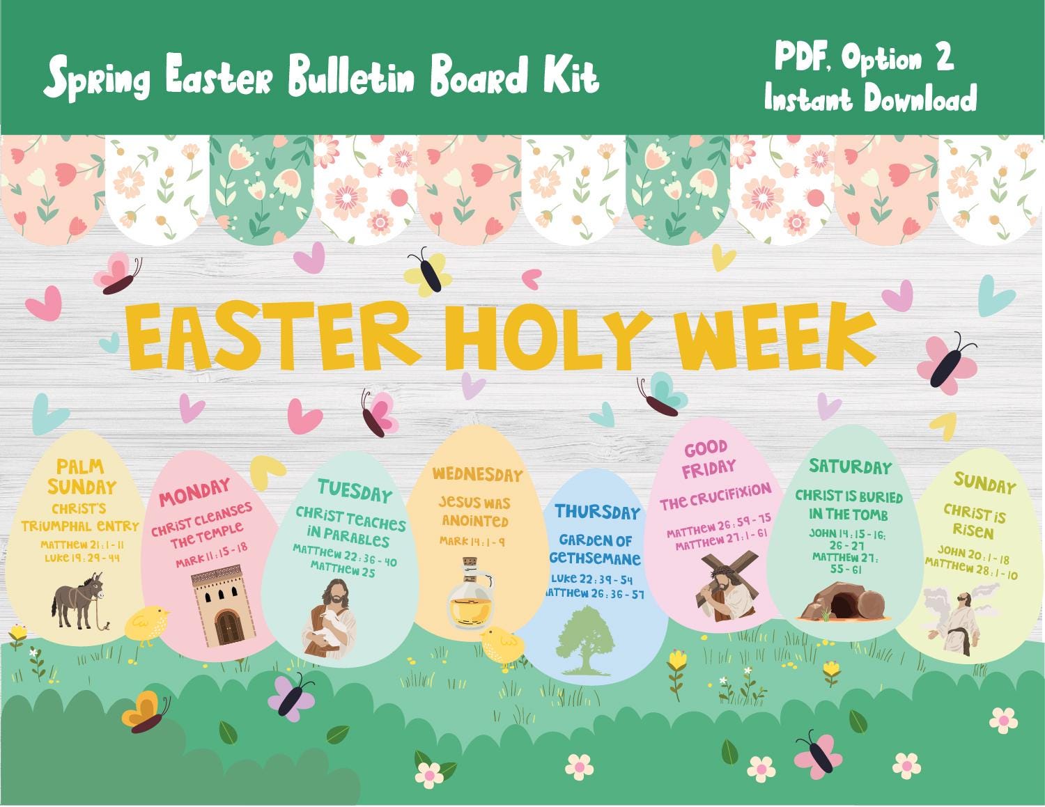 Easter April Bulletin Board Kit/church/sunday School/christian ...