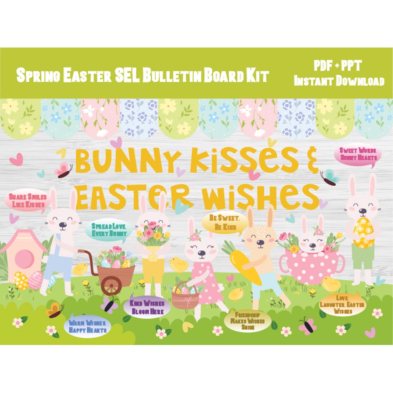Easter Bunny Spring Social Emotional Learning Bulletin Board Kit/april ...
