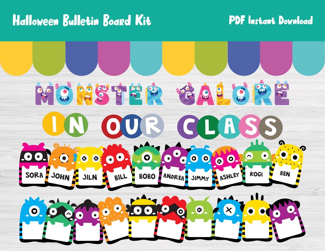 Kindergarten Bulletin Board Kit/halloween Monster Classroom Decor ...