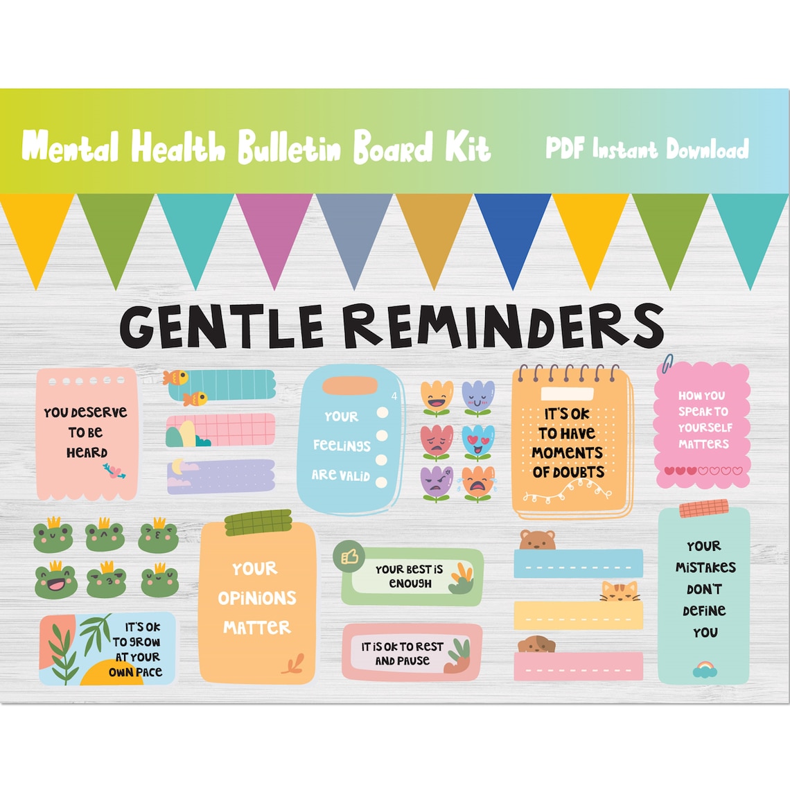 Mental Health Bulletin Board Kits/positive Affirmation Printable/school ...