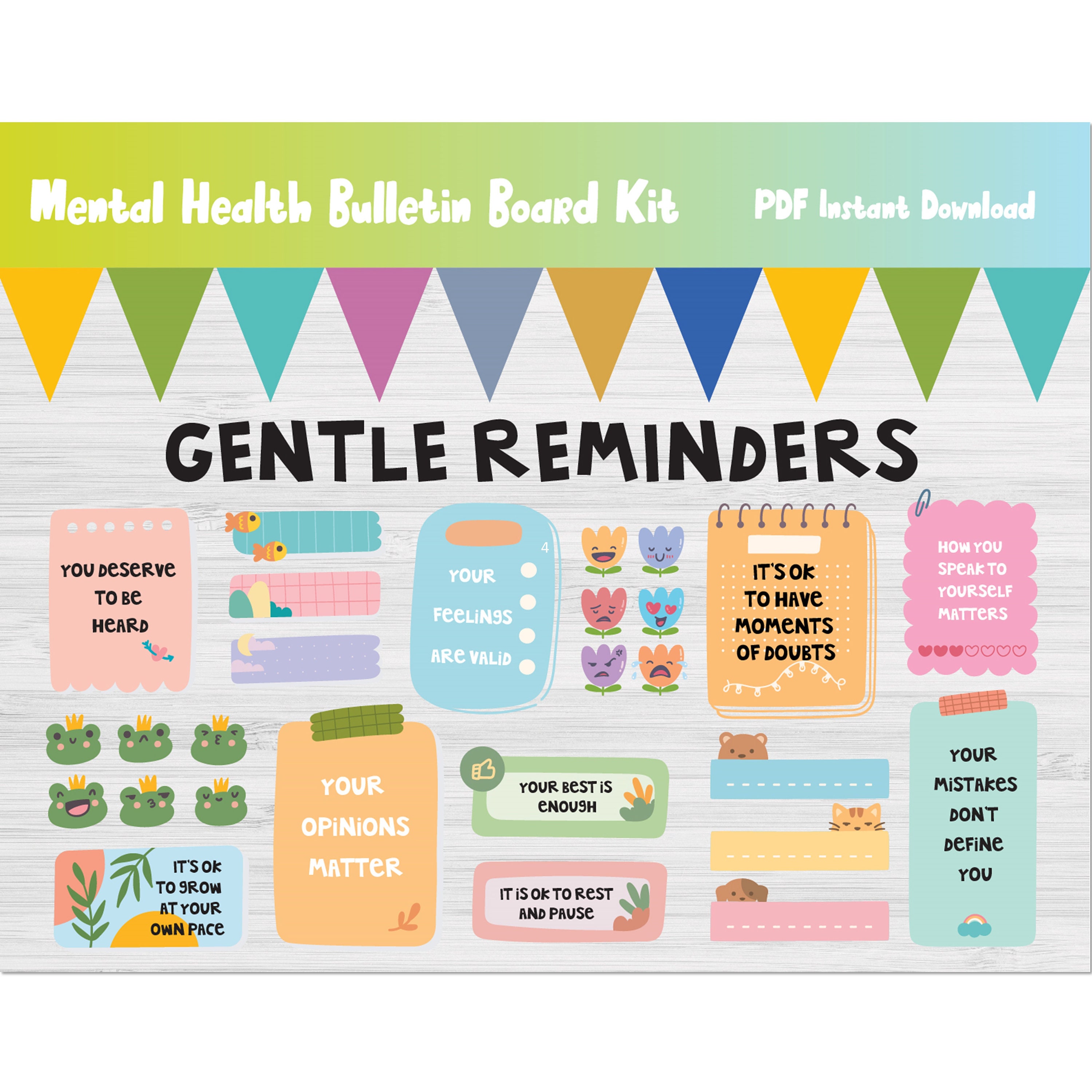 Mental Health Bulletin Board Kits/positive Affirmation Printable/school ...