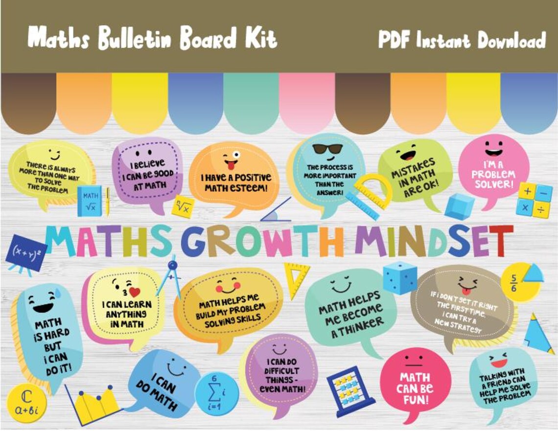 Math Bulletin Board Kit/growth Mindset/ Classroom Decor/wall Door ...