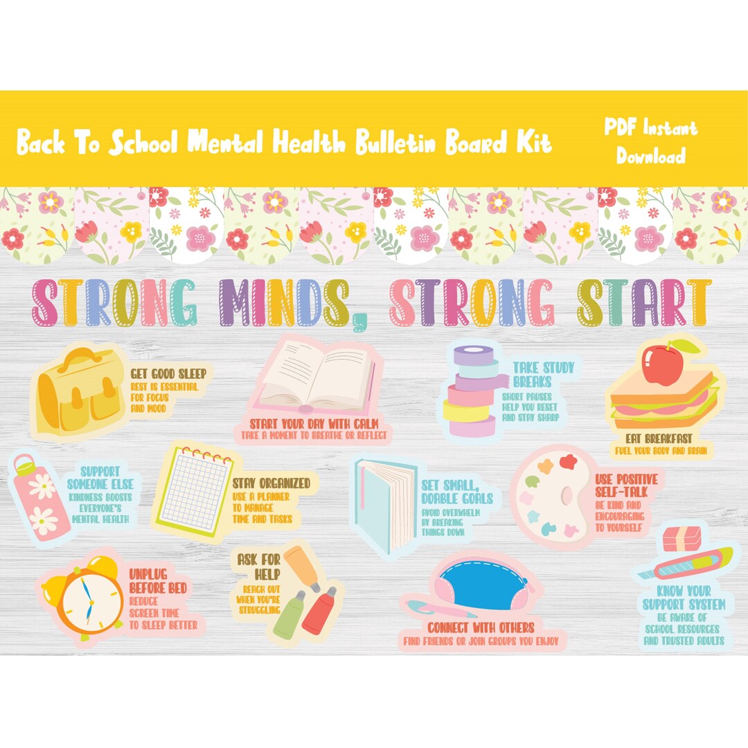Back to School Mental Health Bulletin Board Kit/start of New School ...