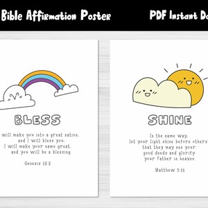 8 Bible Verse Kids Posters/affirmation Bulletin Board Kit/christian ...