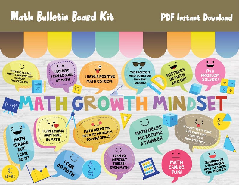 Math Bulletin Board Kit/growth Mindset/ Classroom Decor/wall Door ...