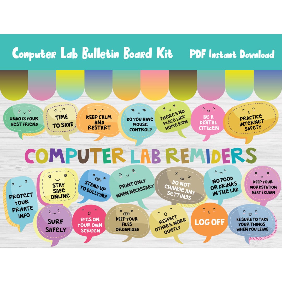 Computer Room Lab Rule Bulletin Board Kit/computer Science Classroom ...