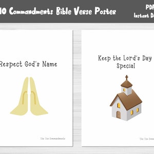 The 10 Commandments Kids Poster/bible Verse Printable/bulletin Board ...
