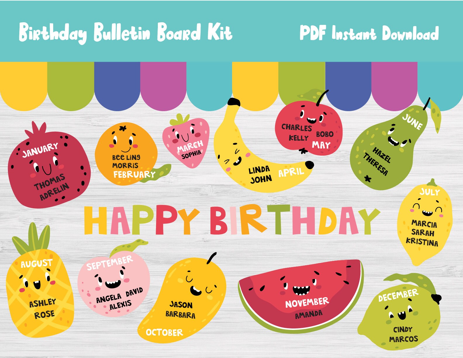 Happy Birthday Bulletin Board Kit/classroom Wall Display/decor ...