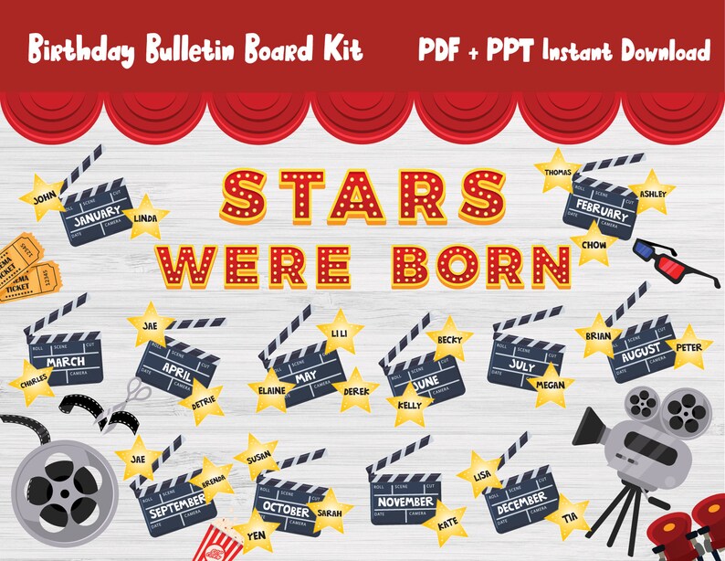 Happy Birthday Bulletin Board Kit/classroom Wall Display/decor ...