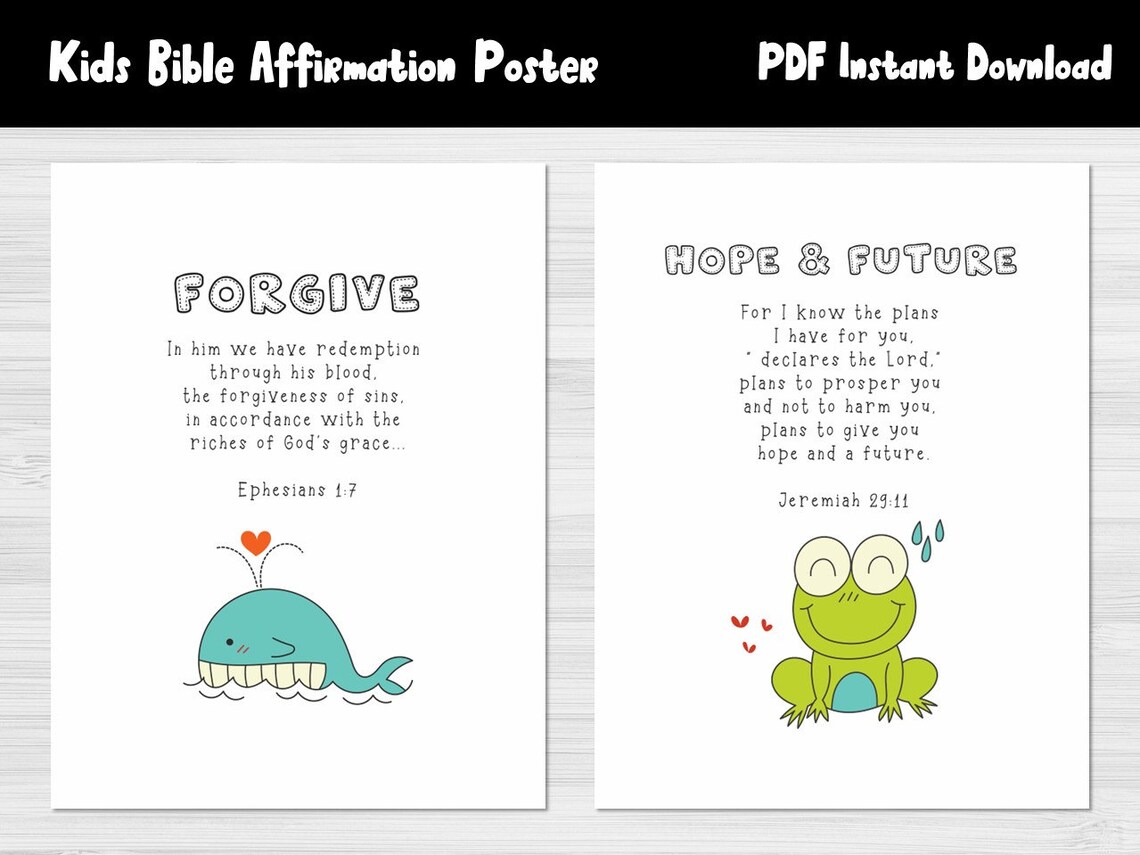 8 Bible Verse Kids Posters/affirmation Bulletin Board Kit/christian ...