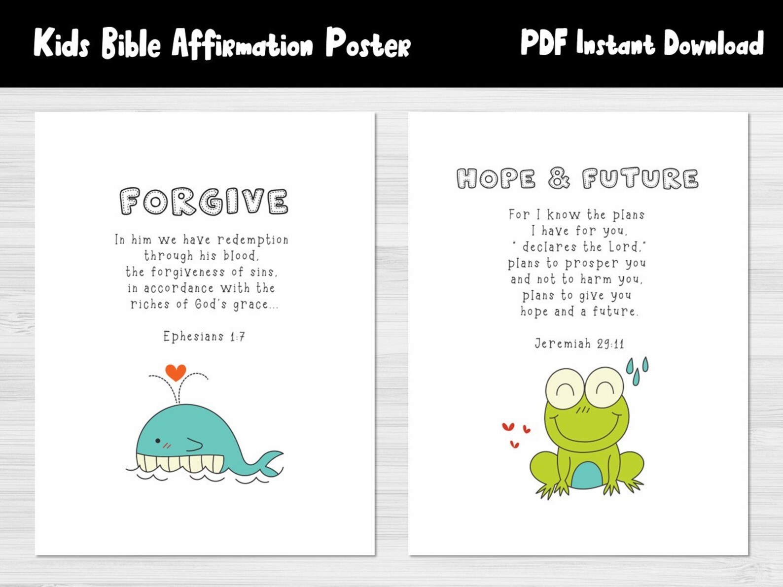 8 Bible Verse Kids Posters/affirmation Bulletin Board Kit/christian ...