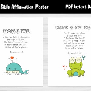 8 Bible Verse Kids Posters/affirmation Bulletin Board Kit/christian ...