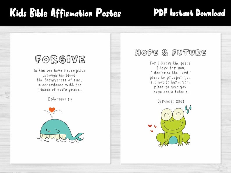 8 Bible Verse Kids Posters/affirmation Bulletin Board - Etsy