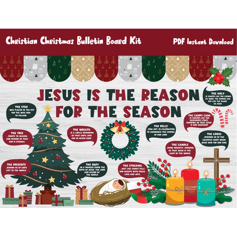 Christian Christmas Bulletin Board Kit/nativity Church Sunday School ...