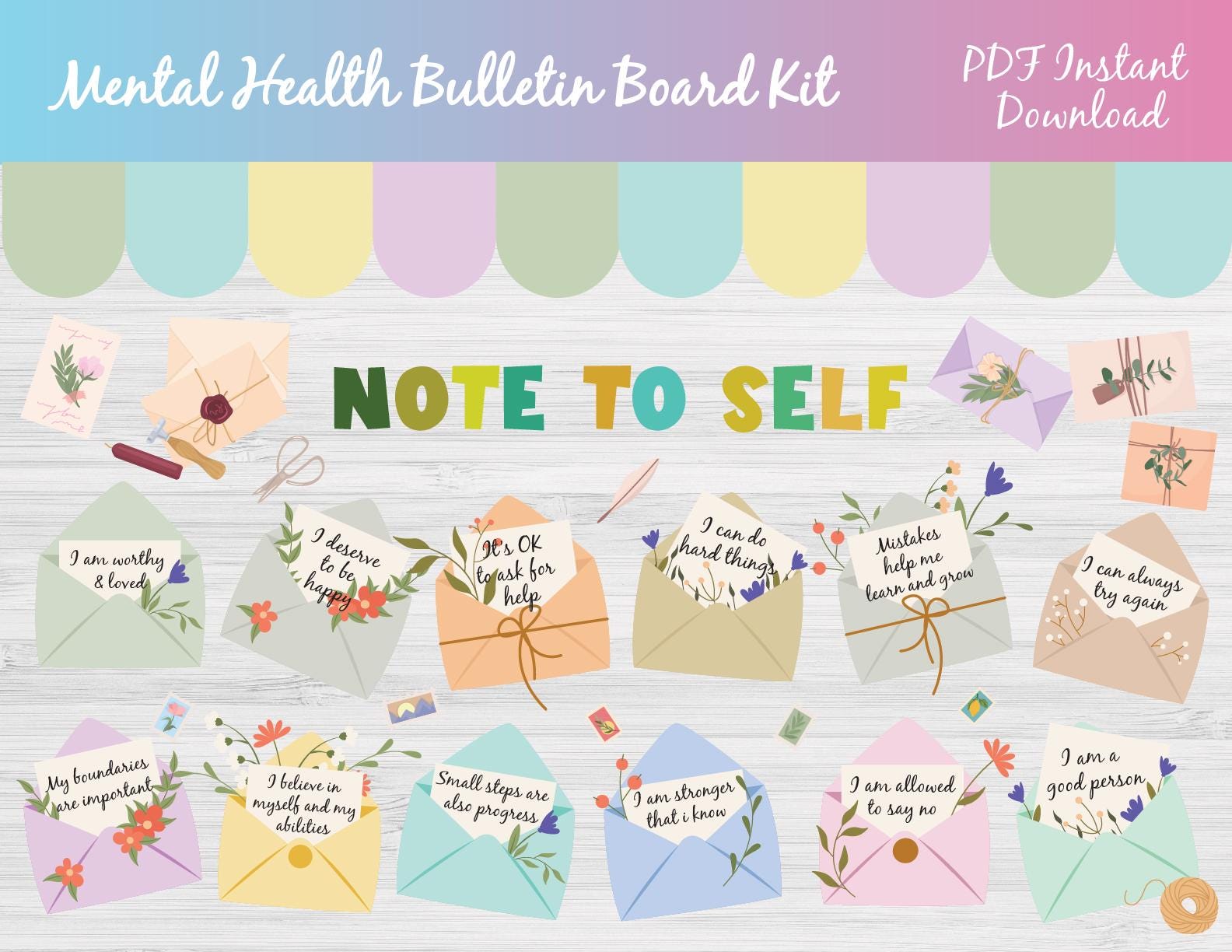Mental Health Bulletin Board Kit/school Counselor/counseling/positive ...