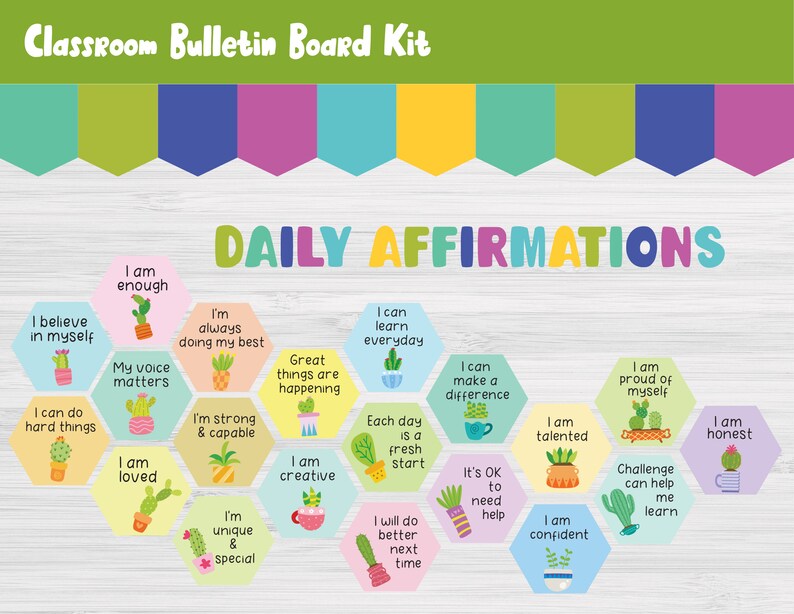 Kids Positive Affirmation Bulletin Board Kits/growth Mindset ...