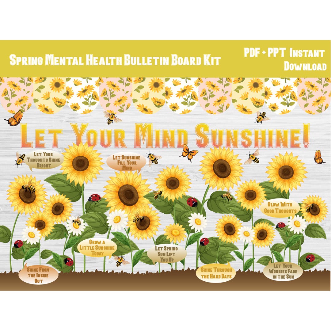 Spring Mental Health Bulletin Board Kit/march April Classroom Wall ...