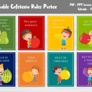 8 Cafeteria Bulletin Board Kit/kindergarten Lunch Room Posters ...