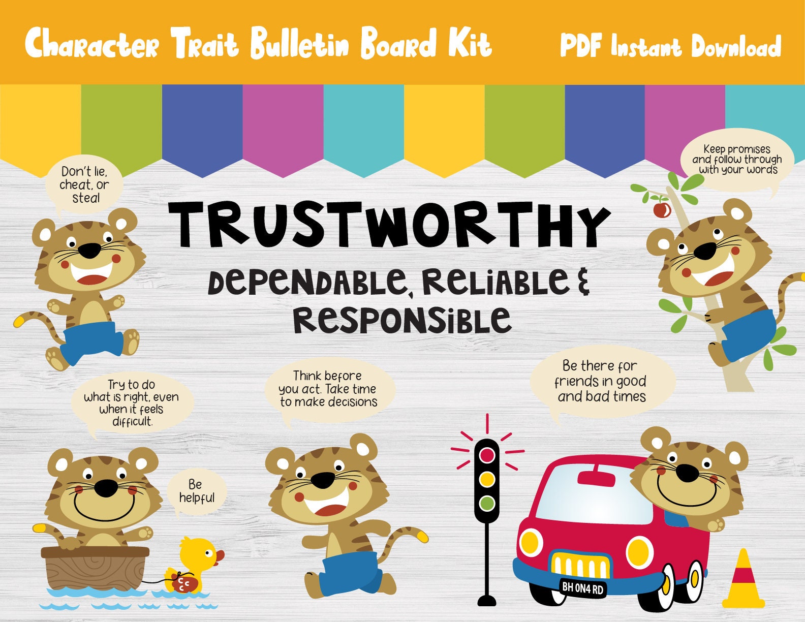 Character Traits Bulletin Board Kit/preschool Classroom Decor ...