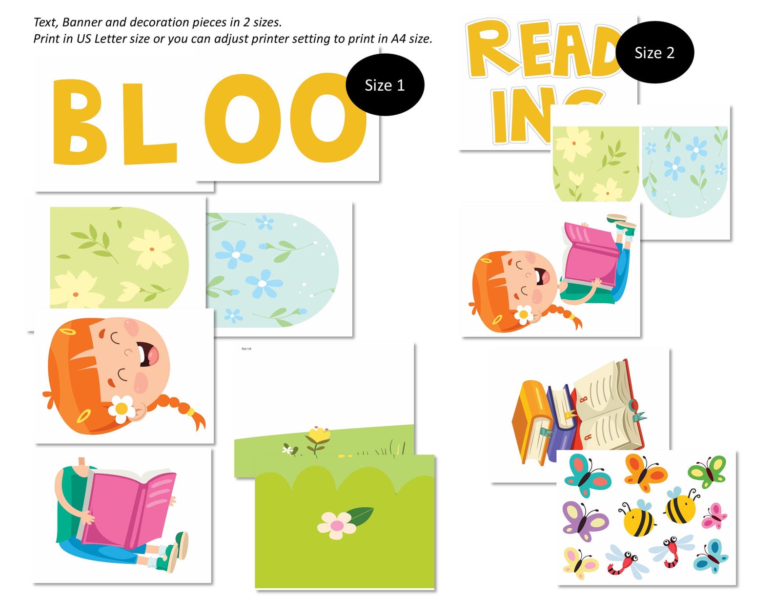 Spring Reading Bulletin Board Kit/march April Library Classroom Decor ...