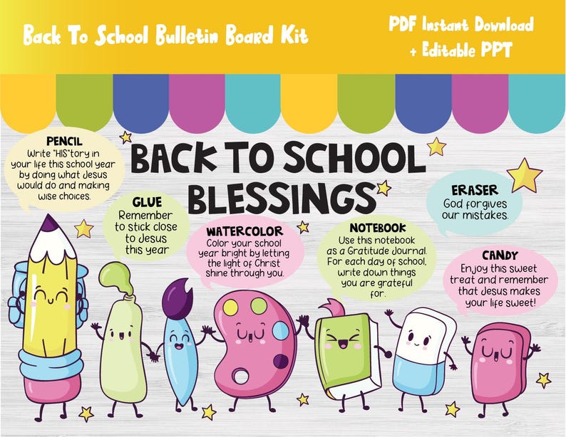 Christian Welcome Back to School Bulletin Board Kit/sunday School ...