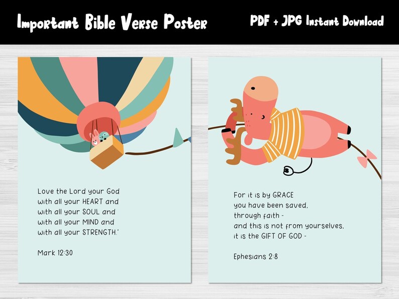 6 Bible Verse Kids Posters/sunday School Bulletin Board Kit/christian ...