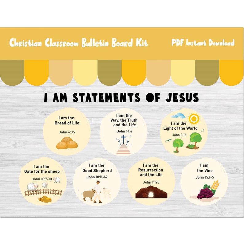 Jesus I Am Statement/christian Bulletin Board Kit/bible Verse/classroom ...