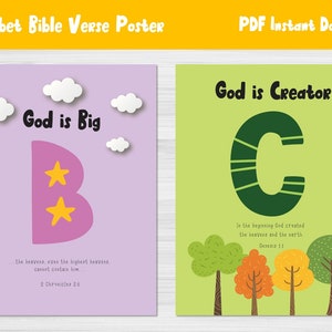 ABC Alphabet Bible Verse Poster/christian Scripture Wall Art/god Decor ...