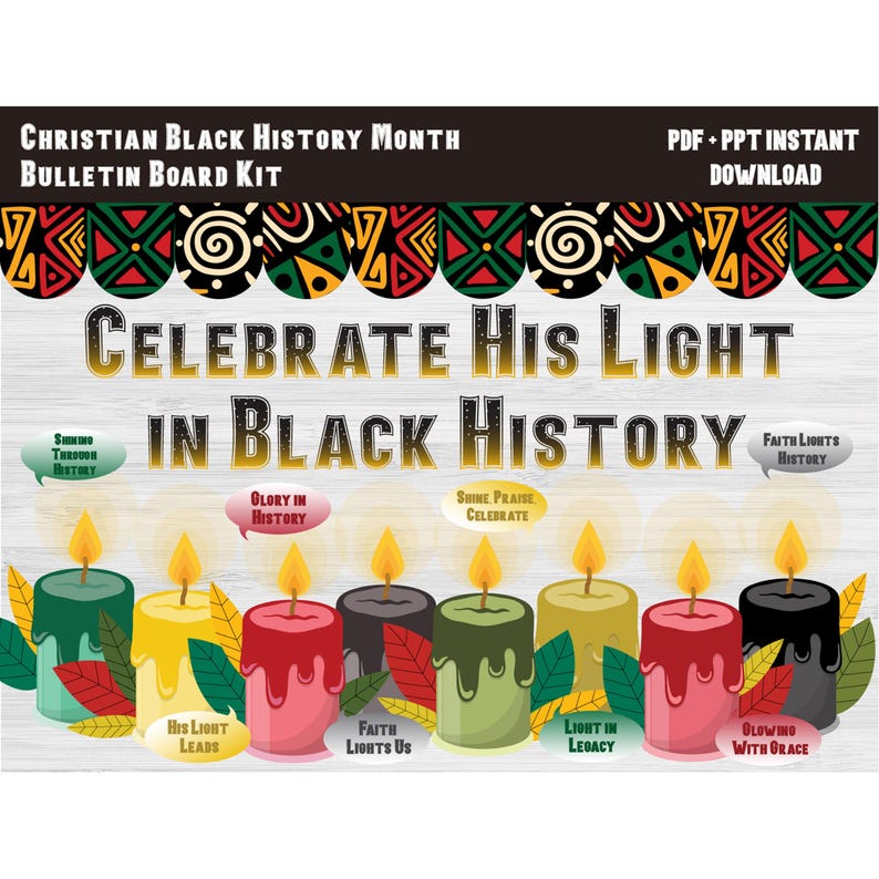 Christian Black History Month Bulletin Board Kit/february Sunday School ...