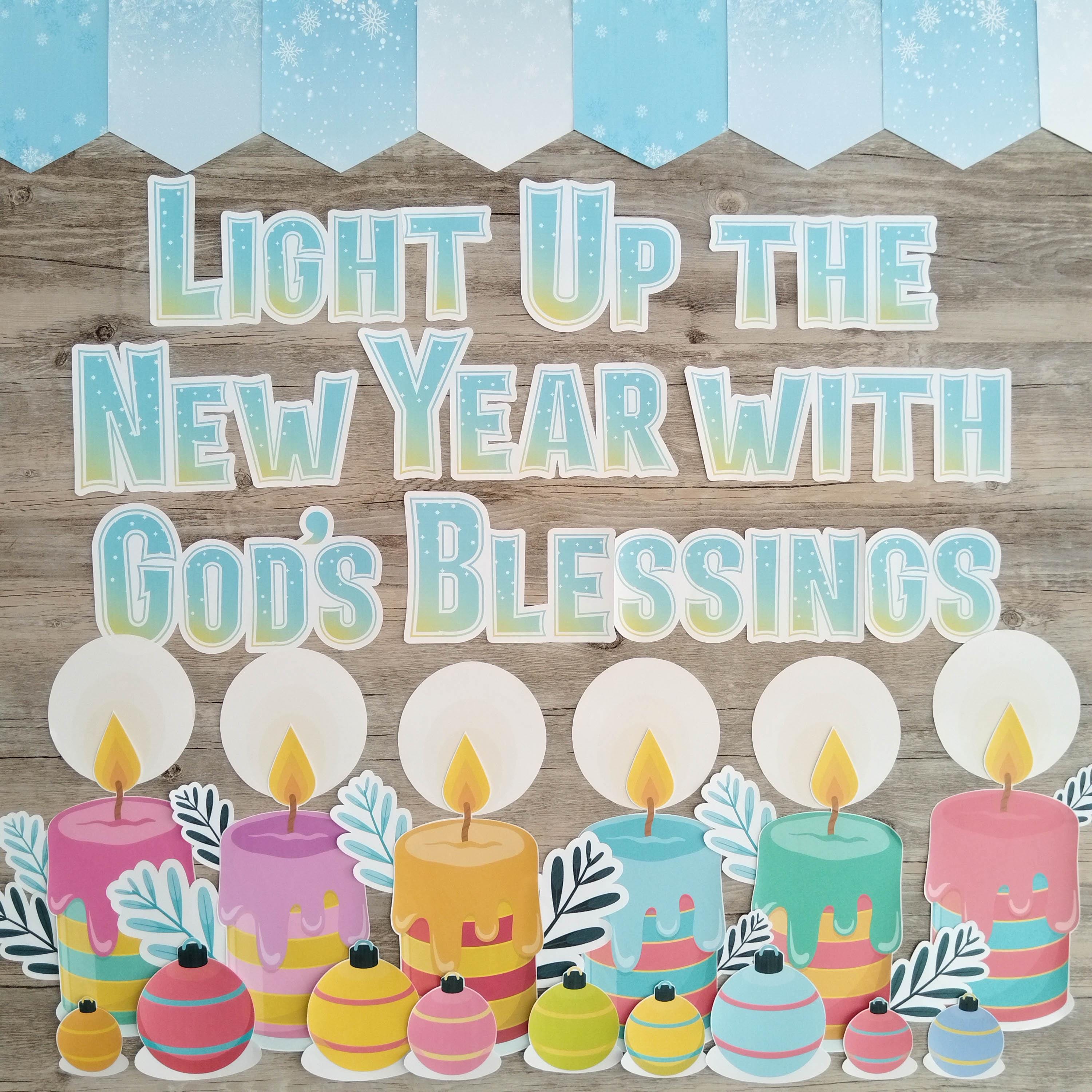 New Year Church Bulletin Board Kit/january Sunday School Christian ...