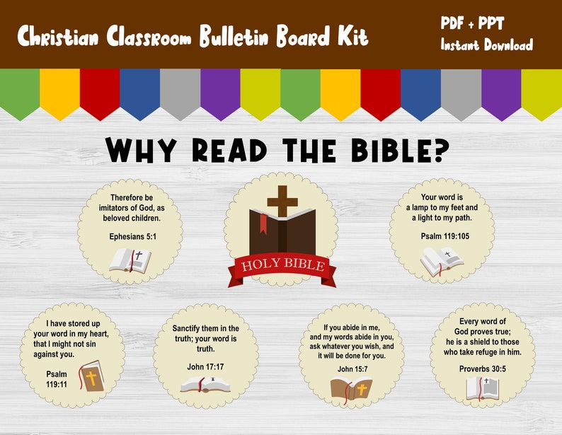 Christian Bible Bulletin Board Kits/sunday School Classroom Printable ...