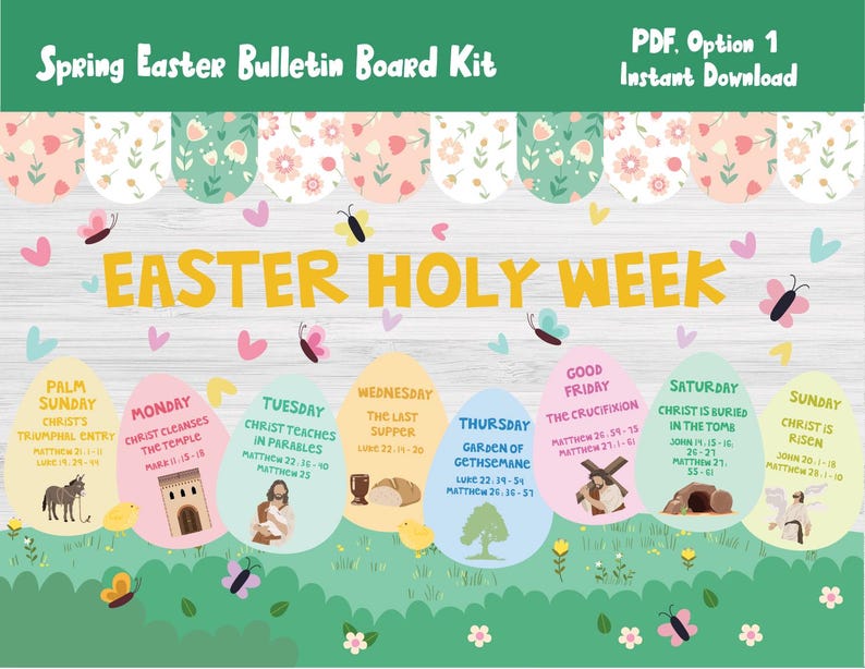 Easter April Bulletin Board Kit/church/sunday School/christian ...
