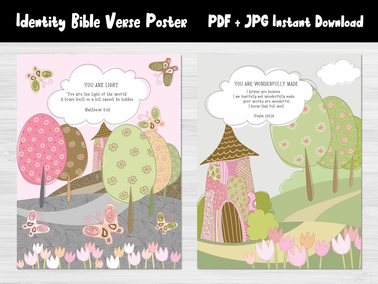 8 Bible Verse Kids Posters/sunday School Bulletin Board Kit/christian ...